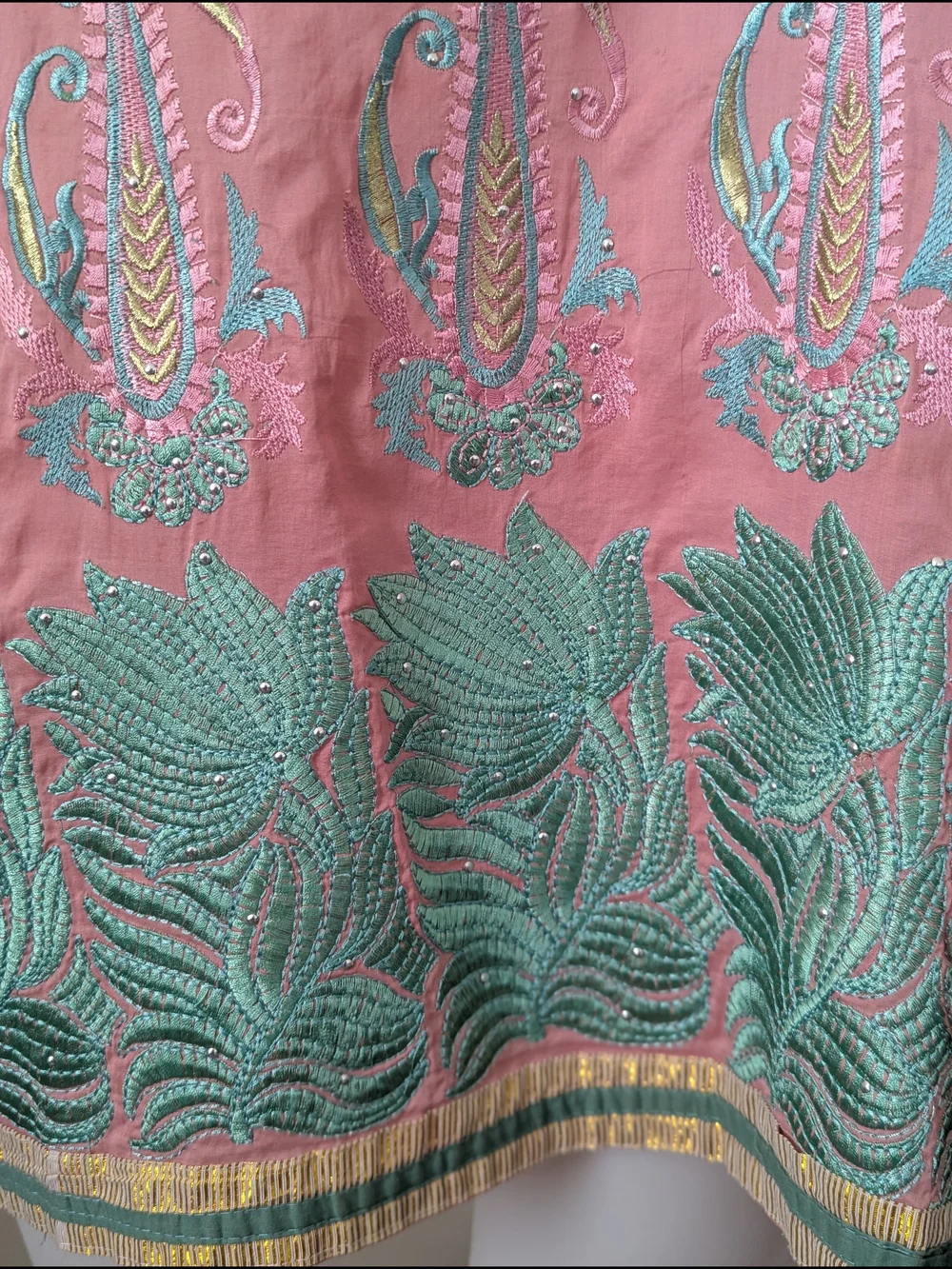 Kurtas | Womens Pink Teal Embroidered Kurta Top Indian South Asian ...